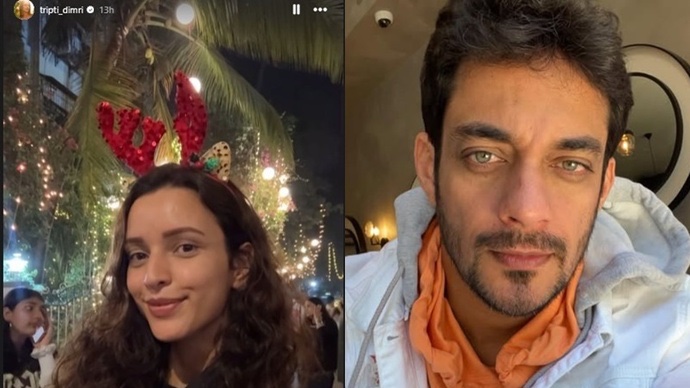 Triptii Dimri and BF Sam Merchant embrace Christmas magic on Mumbai's ...
